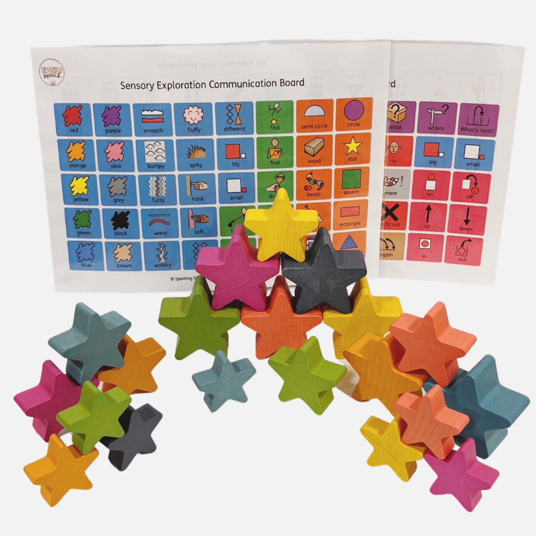 Rainbow Wooden Stars | Sensory Speech Shop | Sparking Speech